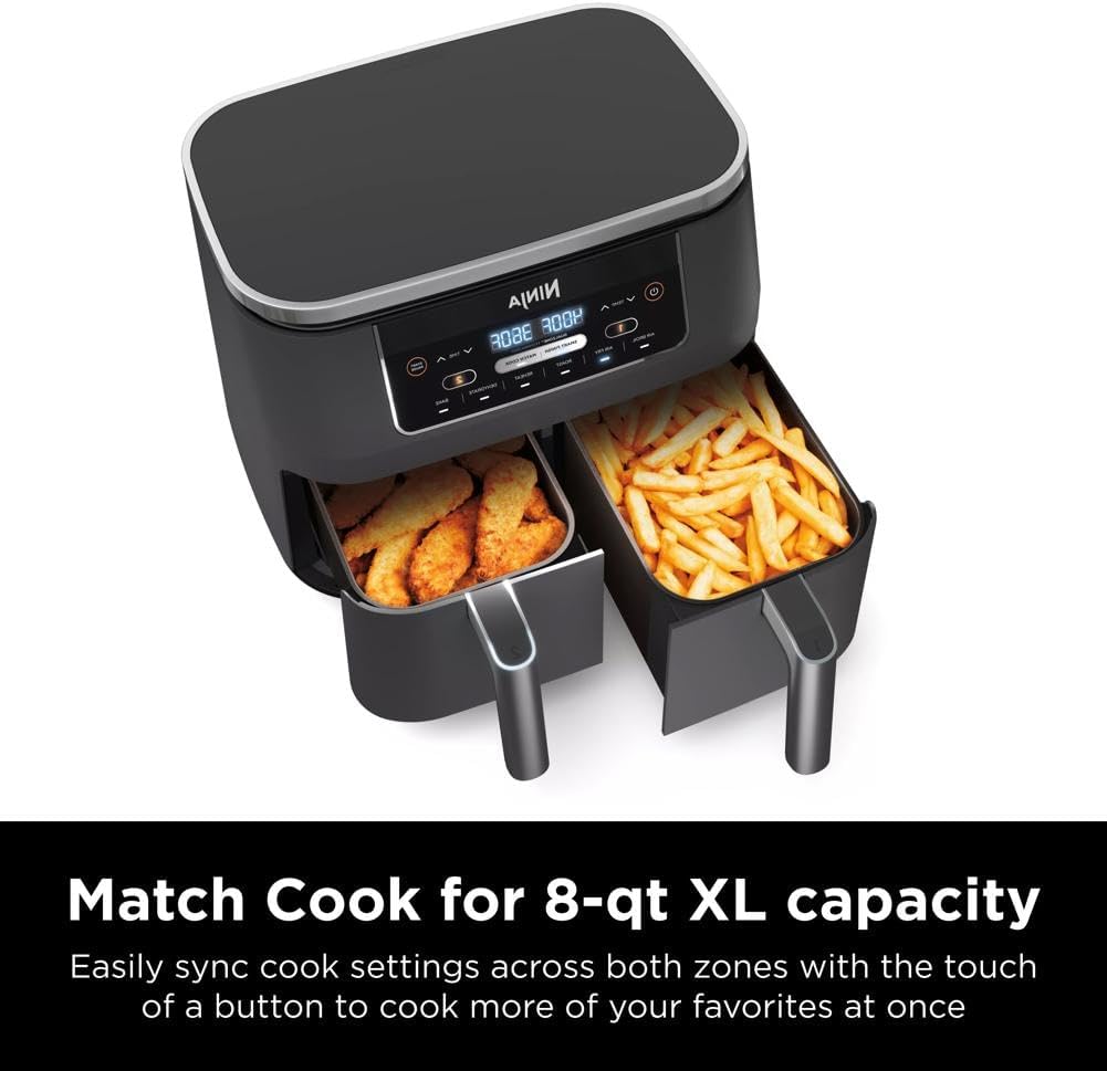 Ninja | DZ201 Foodi 8 Quart 6-in-1 DualZone 2-Basket Air Fryer with 2 Independent Frying Baskets
